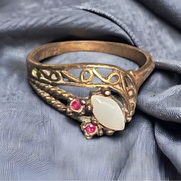 Vintage | Jewelry | Vintage Uncas Signed Opal And Rubies Ring | Poshmark